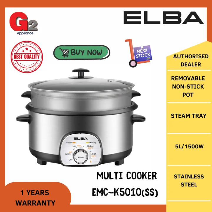 ELBA 5L 1500W MULTI COOKER STAINLESS STEEL EMC-K5010(SS) - ELBA ...