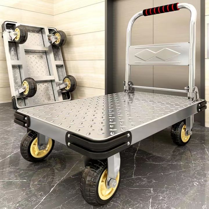 Hot sale platform hand pull push trolley 440lbs 880lbs cold rolled ...