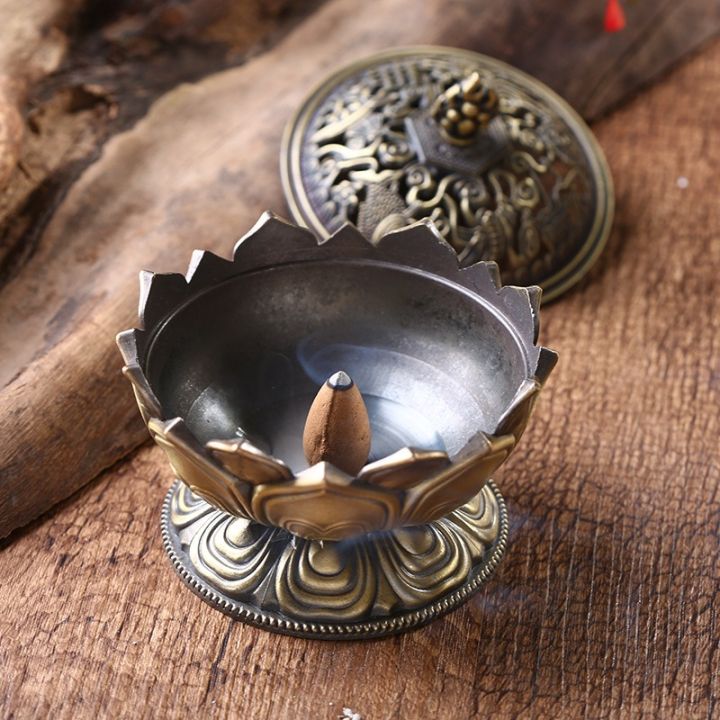 Lotus Incense Burner Buddhist Buddha Seat Brass Mini Sandalwood Incense ...