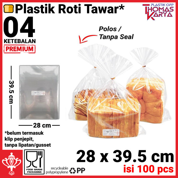 Plastik Roti Tawar 25x35 28x40 isi 100 OPP Bakery Perekat | Lazada ...