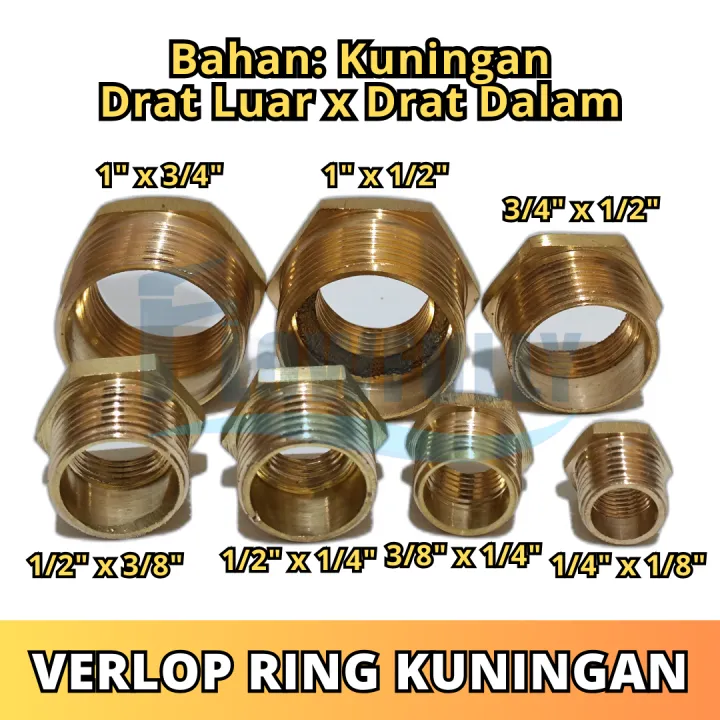 VERLOP RING KUNINGAN VLOK RING DRAT LUAR DALAM REDUCING FAUCET VALVE ...