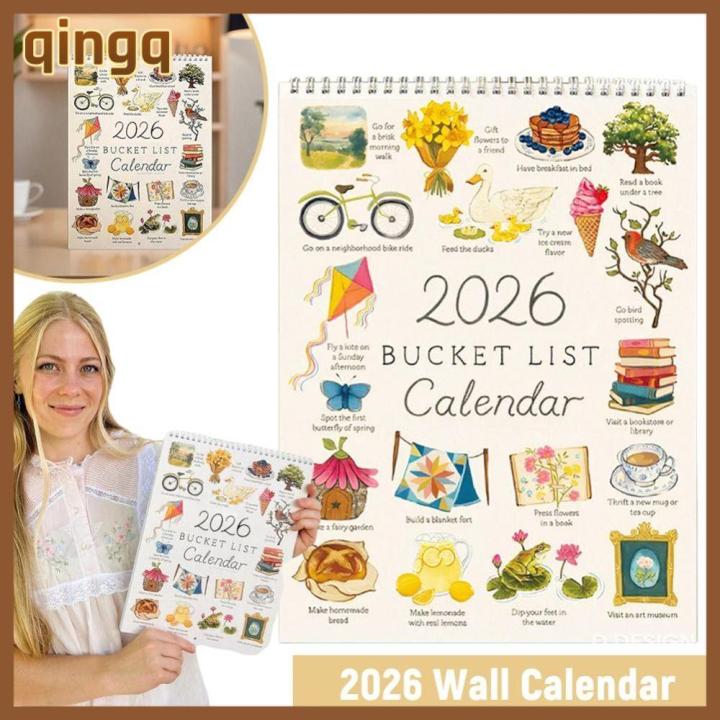 QINGQ Simple Style Bucket List Calendar Colorful Notes Planning 2026 ...