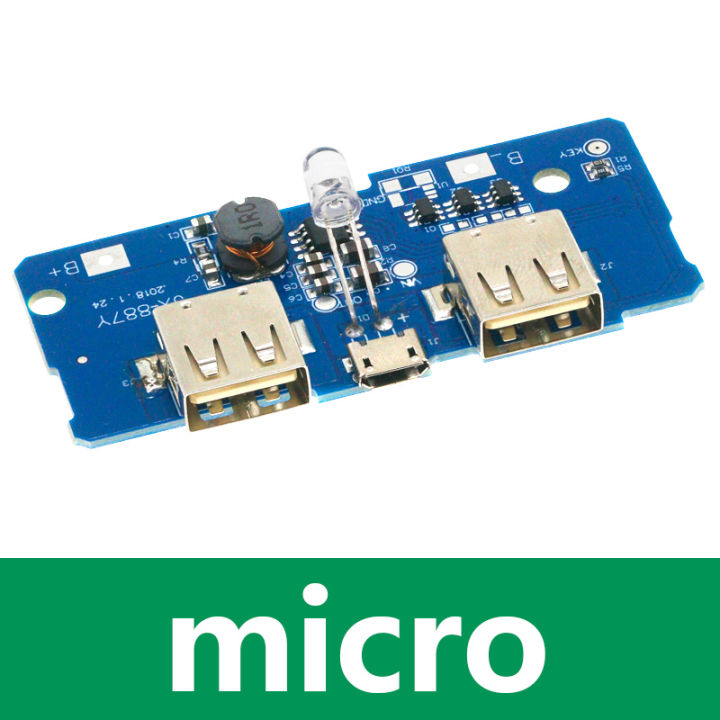 18650 Dual Micro USB 3.7V to 5V 2A Boost Mobile Power Bank DIY 18650 ...