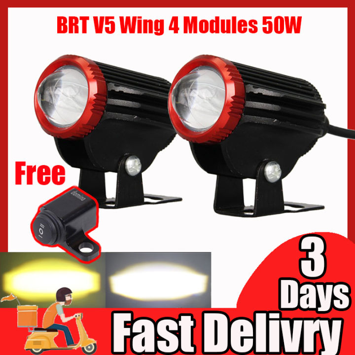 New Mini Motorcycle Driving Light BRT V5 Wing 4 Modules 50W with Free 3 ...