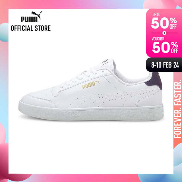 PUMA BASICS - รองเท้ากีฬา Shuffle Perforated Trainers สีขาว - FTW ...