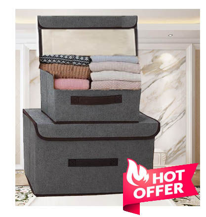 DOUBLE(storage) - 2 in 1 Foldable Box with Handle Stackable Cabinet ...