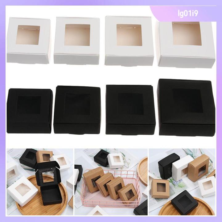 10pcs Transparent PVC Window Soap Boxes Kraft Paper Box Jewelry Gift ...