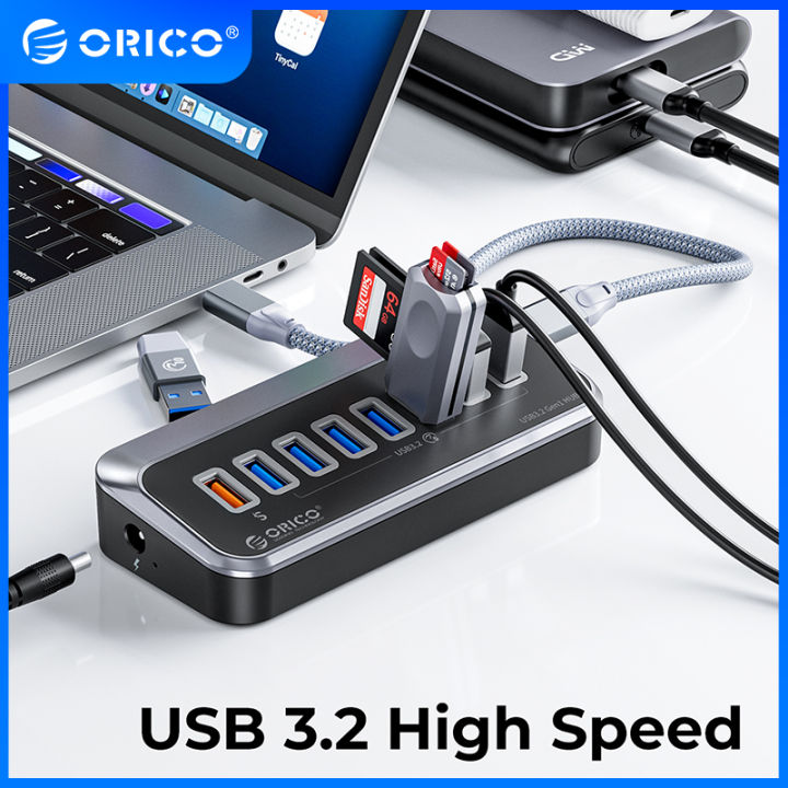 ORICO USB C Hub to SD Card Reader, 3 Port USB 3.2 GEN 1 Hub with 5V/2A ...