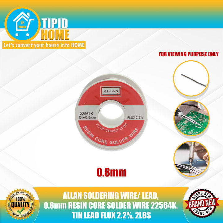 ALLAN SOLDERING WIRE/ LEAD, 0.8mm RESIN CORE SOLDER WIRE 22564K, TIN ...
