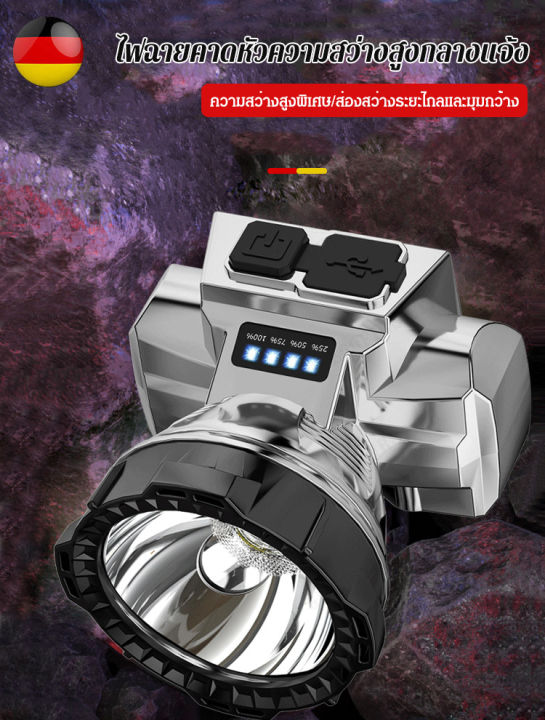 techfuture ไฟส่องสว่างแบบติดศีรษะแบบตระเวนกลางแจ้งแบบติดไฟหน้าแบบแรงสูง | Lazada.co.th