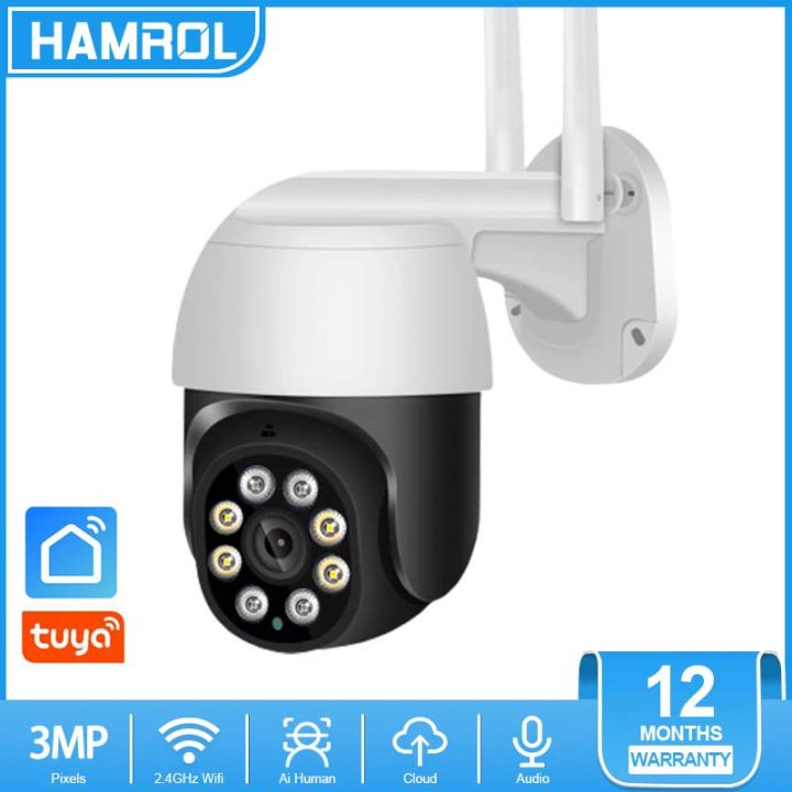 Hamrol 3MP Tuya Smart Life Mini WiFi IP Camera Auto Tracking Two Way ...