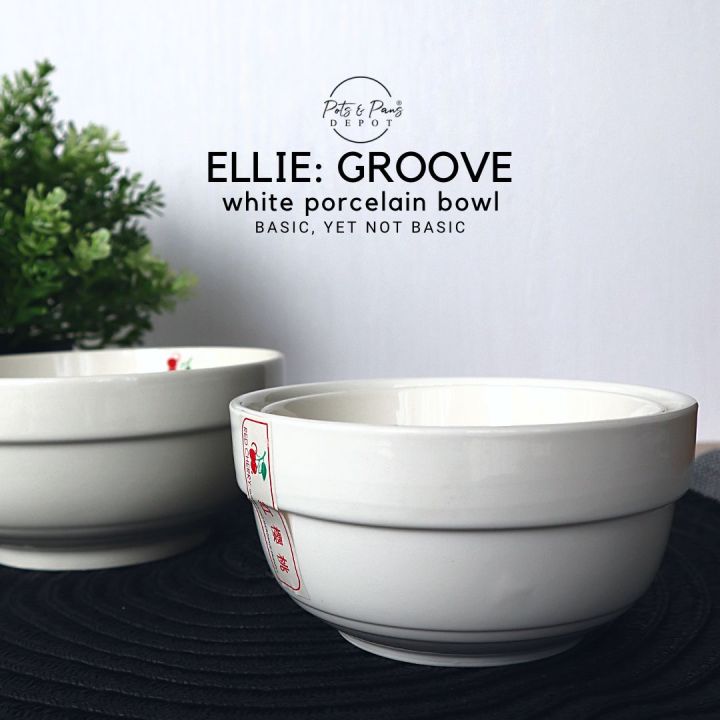 Ellie White Porcelain Everyday Bowl- Groove | Lazada PH