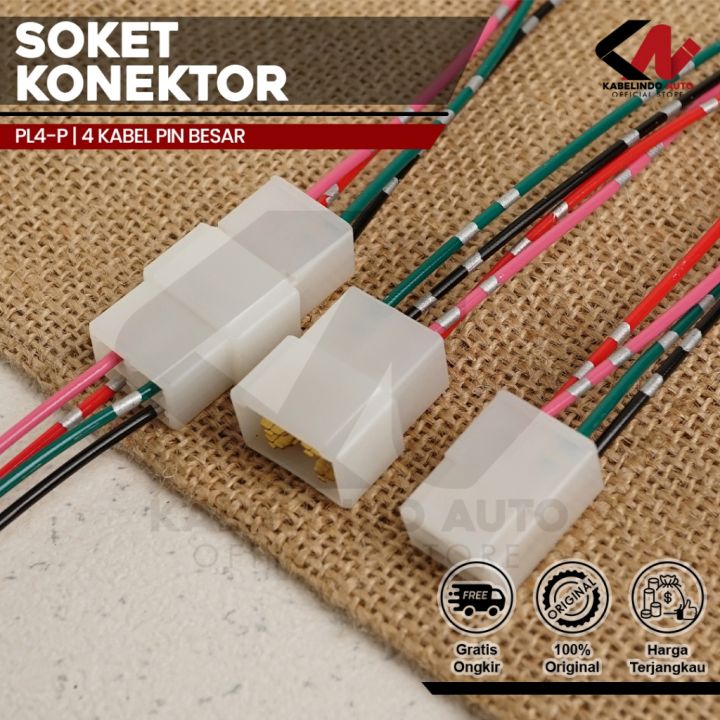 COD Soket Konektor Kabel 4 Pin Besar / Socket Sambung Mobil Motor ...