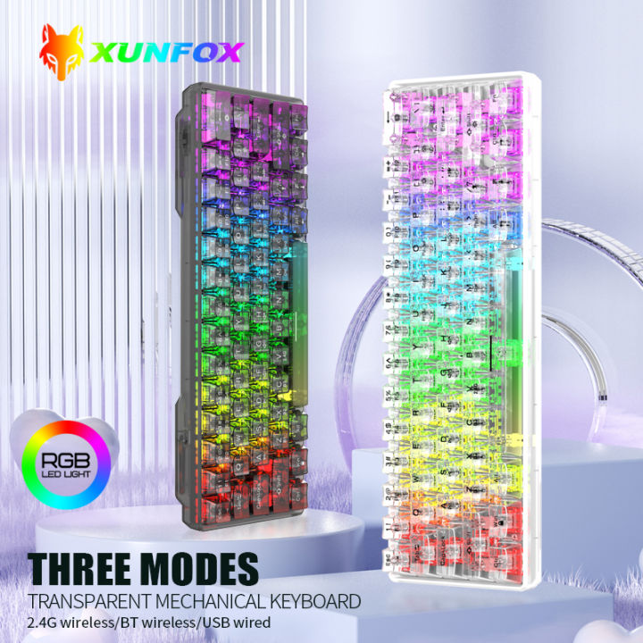 Bàn Phím Cơ RGB LED Trong Suốt, Hỗ Trợ 3 Chế Độ Kết Nối: TYPE C ...