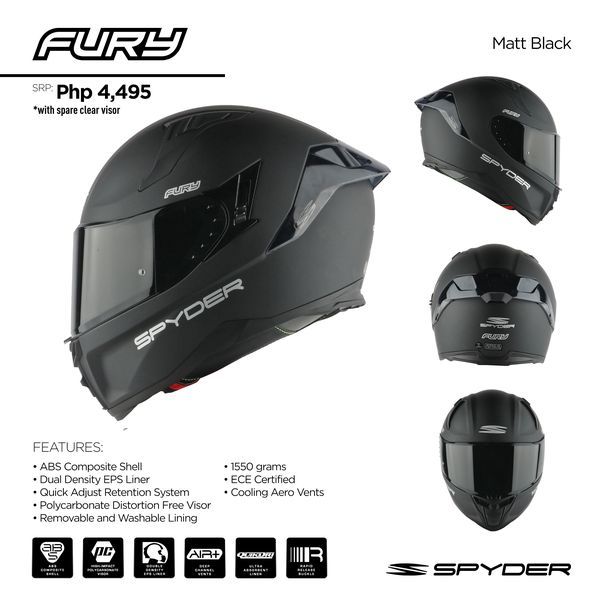 SPYDER Fury PD Dual Visor Helmet + FREE Extra Clear Visor | Lazada PH