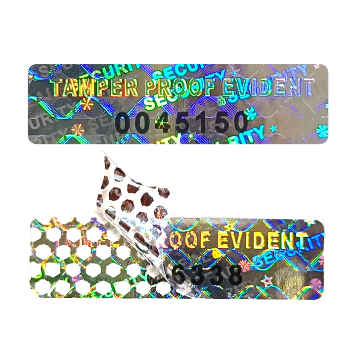 2.5x0.75cm Tamper Evident holographic Stickers Hologram Security Labels ...