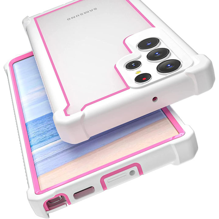 Luxury Clear Hard Back + PC Front Bumper Dual Layer Shockproof Rugged Case Cover for Samsung ...