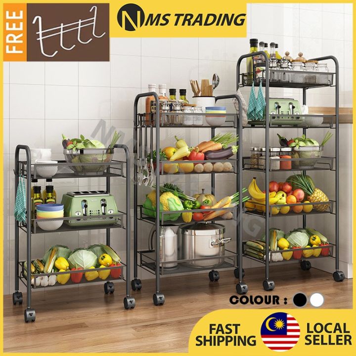 Ready Stock Malaysia 3 4 5 Tier Multipurpose Storage Rack Trolley Rack ...