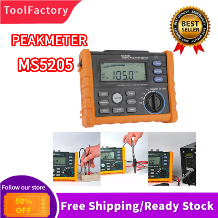 PEAKMETER MS5205 Digital Insulation Resistance Multimeter Megger Tester ...