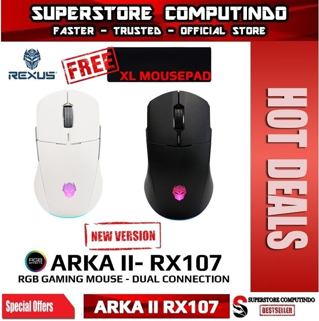 Rexus Arka II RX-107 Dual Connection - RGB Wireless Gaming Mouse ...
