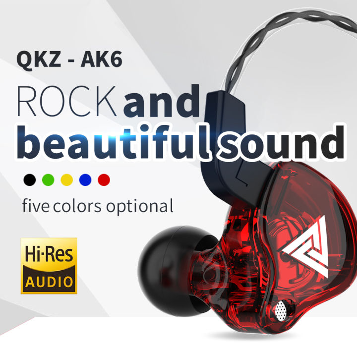 QKZ AK6 106dB 1.2m High Fidelity Wire Earphones Universal 3.5mm Sports In-ear HiFi Sound Earbuds ...