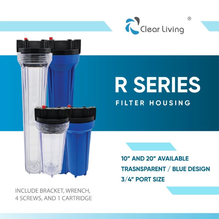 Cleanwash 10 Inch 20 Inch Water Filter Housing | 3/4" Port Clear ...