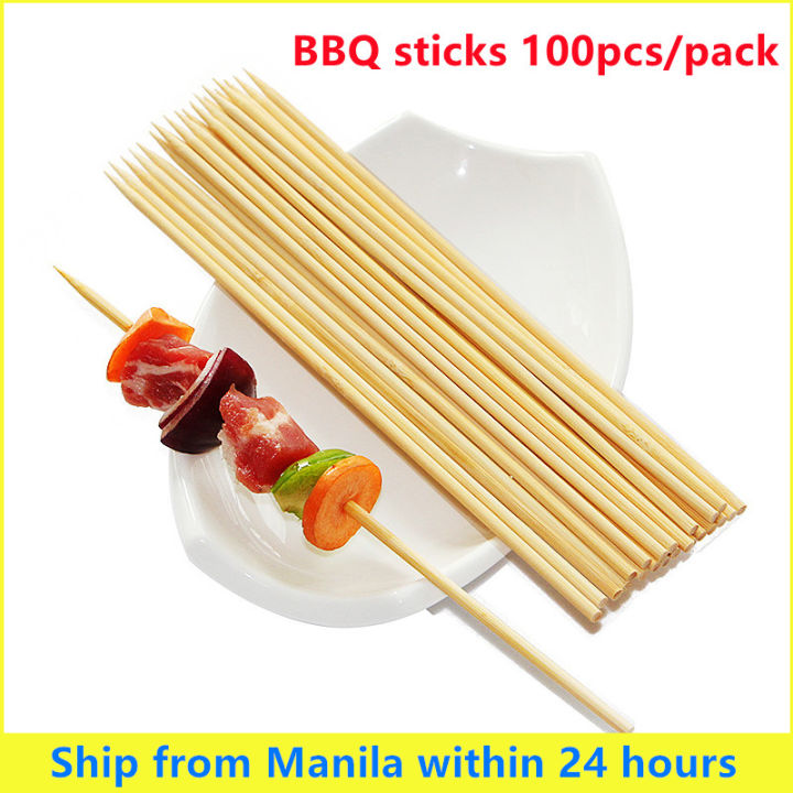 100pcs BBQ stick Barbecue Essential BARBEQUE BAMBOO STICKS SKEWERS ...