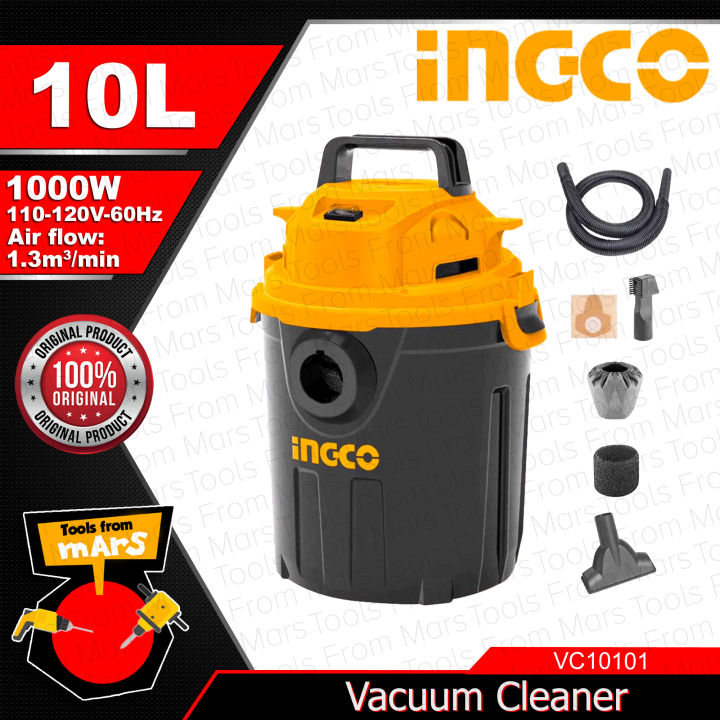 INGCO 10L Wet & Dry Vacuum Cleaner 1000W Household Floor Cleaning Tools ...