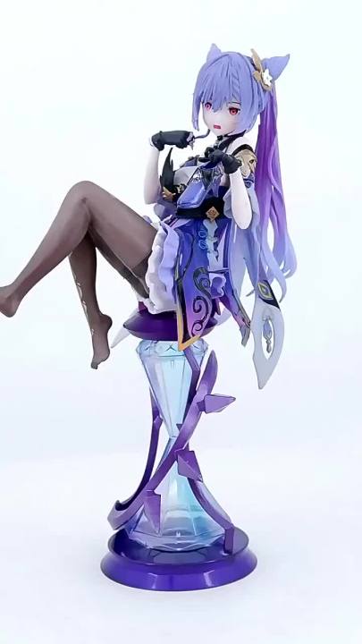 22cm Genshin Impact Anime Figur Keqing Action Figure Purple Dress Sit ...