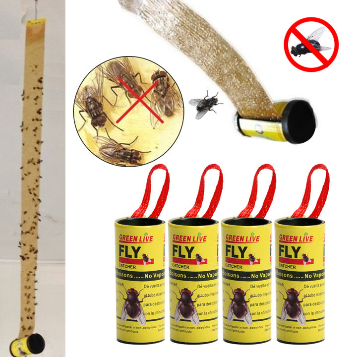 4ชิ้น/แพ็ค Sticky Fly ม้วนเทปสองด้านเครื่องบินกระดาษ Strip บ้านแมลงกาว ...