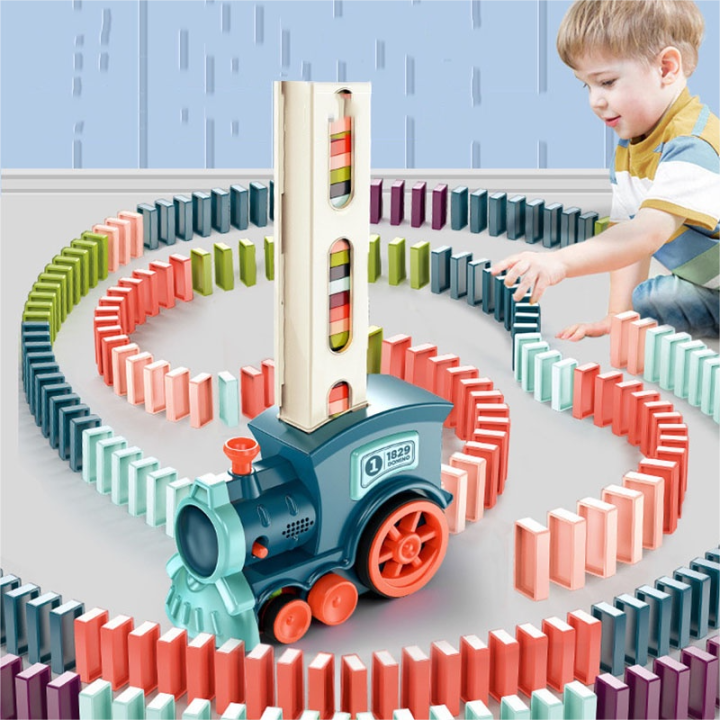 Domino train children building block 60 pieces game simulation sound ...