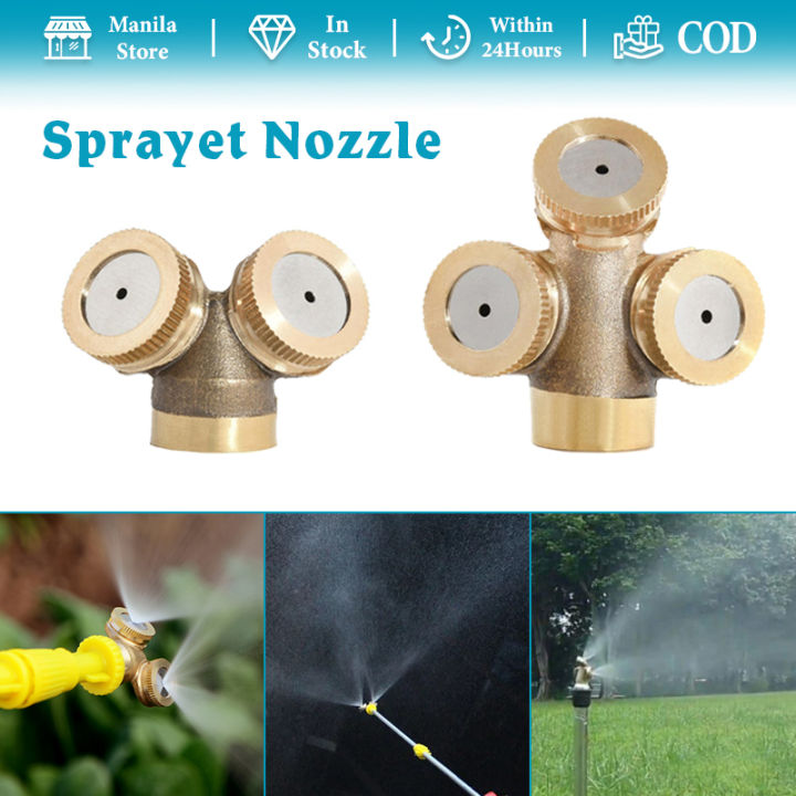 Brass Misting Spray Nozzle 2/3 Hole Garden Sprayer Irrigation Watering ...