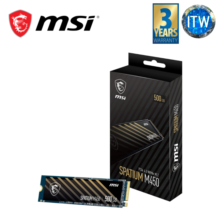 MSI SPATIUM M450 PCIe 4.0 NVMe M.2 500GB Internal Gaming SSD up to ...