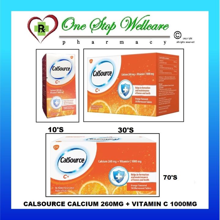 CALSOURCE CALCIUM 260MG + VITAMIN C 1000MG 30'S / 10'S / 70'S | Lazada