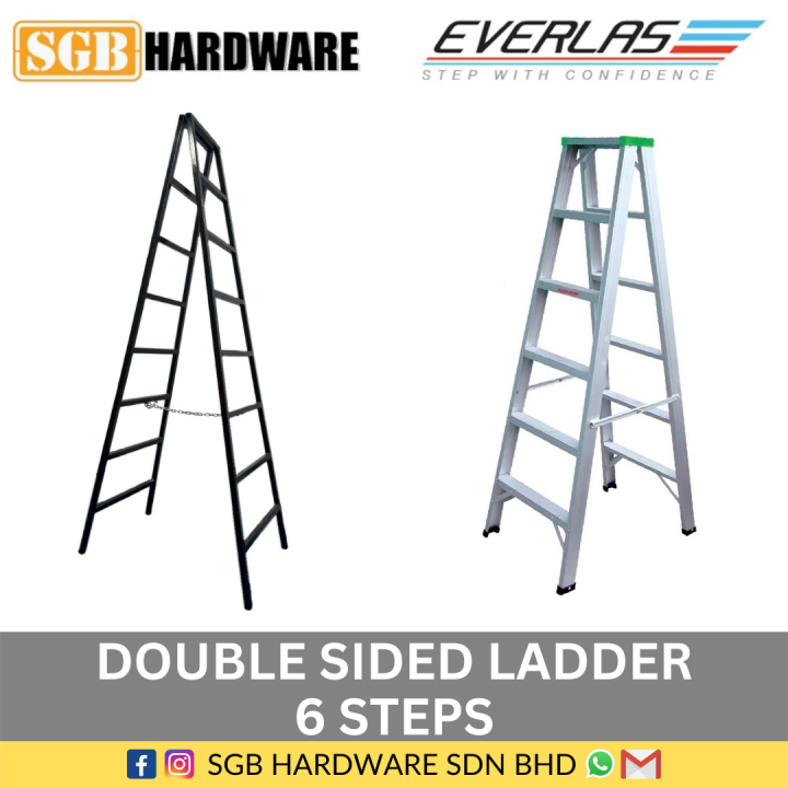 EVERLAS DS06 6 STEPS DOUBLE SIDED LADDER / HEAVY DUTY 6 STEPS DOUBLE ...