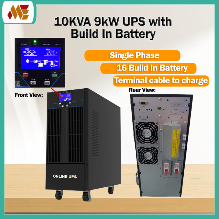 UPS 10KVA 9kW 220V Single Phase Heavy Duty Online Uninterruptible Power Supply with 16 Build In ...