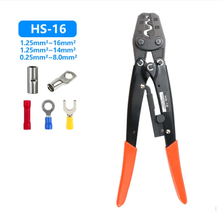 HS-16 Crimping Pliers Cable Lug Crimper Tool Bare Terminal Wire Plier ...
