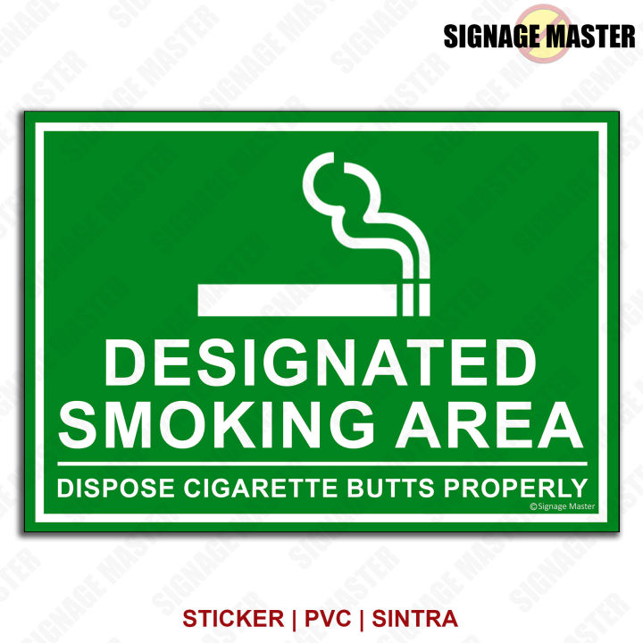 Designated Smoking Area - Signage Sticker PVC Sintra Board Label - A4 ...