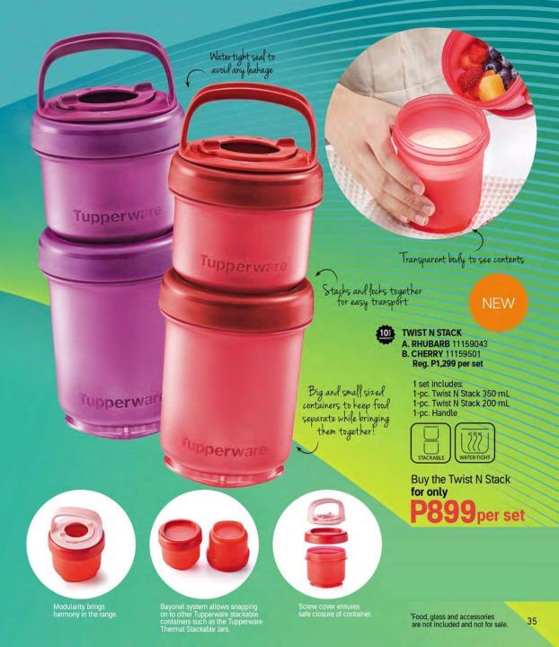 Original Tupperware Twist N Stack Set( 300mL & 250mL) | Lazada PH