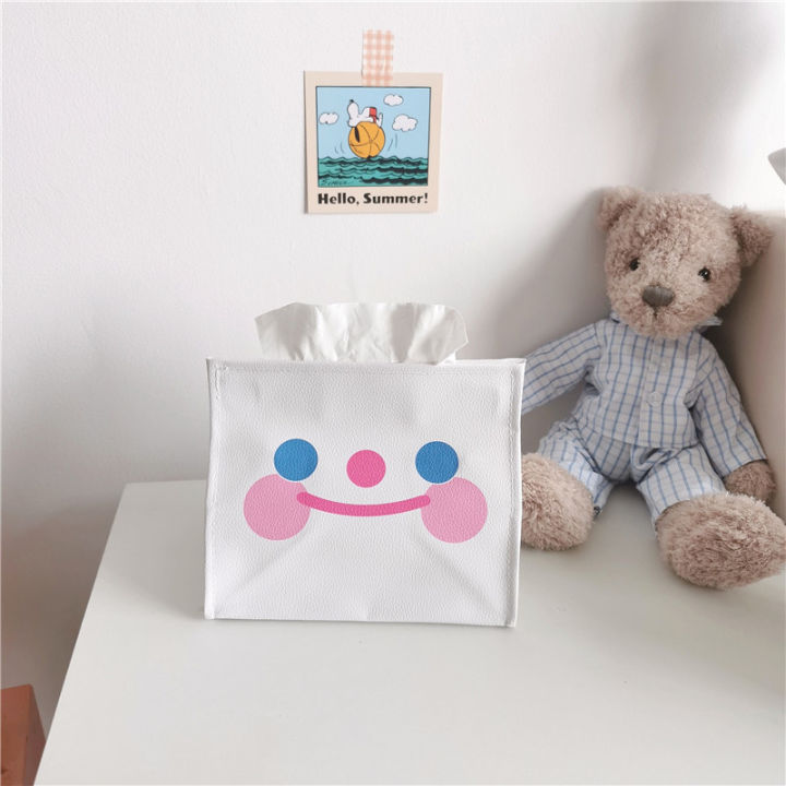 Ins white simple smiling face bear tissue box girl heart cartoon cute ...