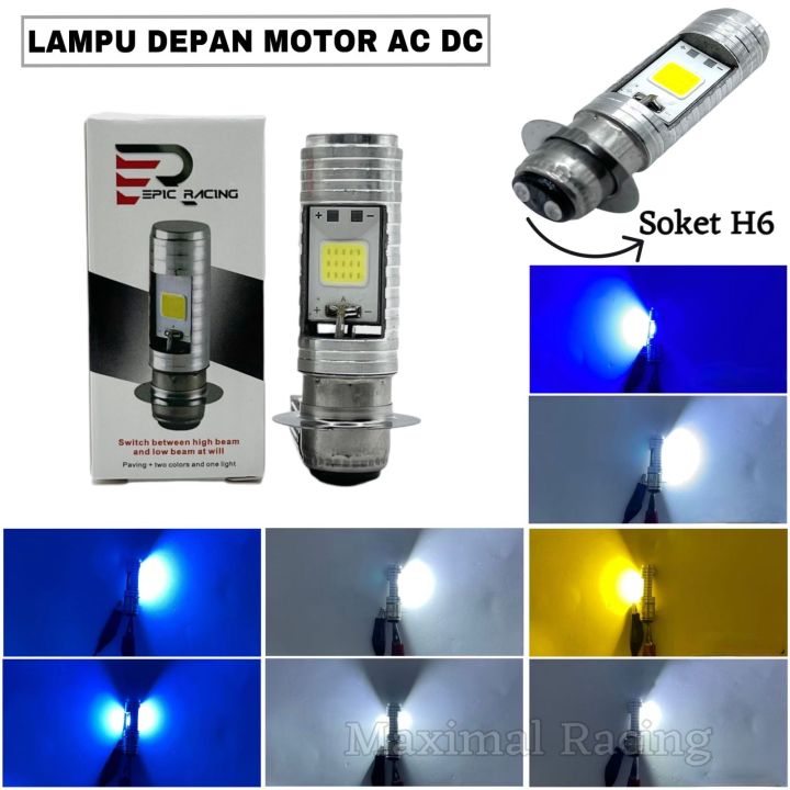 Lampu Depan Motor LED AC DC Putih & Biru ICE & Kuning Bebek & Matic 2 Sisi 12V-80V | Lazada ...