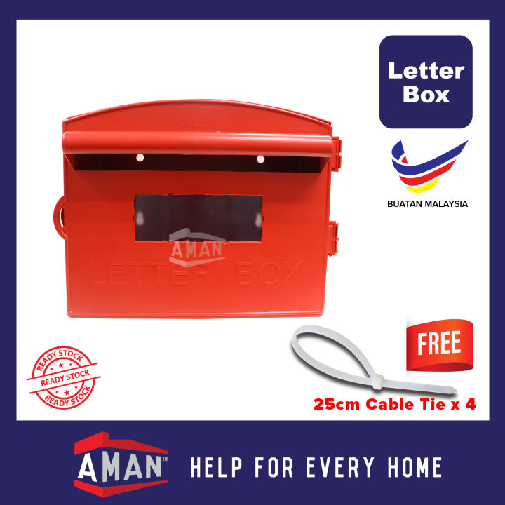 PVC Post Letter Box Thick Plastic Red Mail Box Letterbox Mailbox Kotak ...