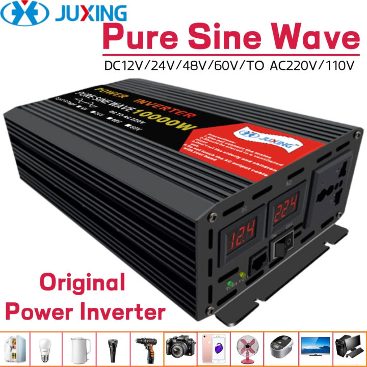 JUXING 10000W Pure Sine Wave Inverter 12V DC to 220V AC Converter for ...
