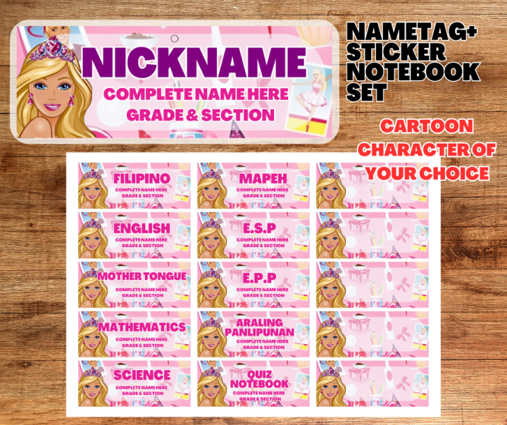 A&J Laminated Nameplate and Subject Stickers Set Notebook Label Name ...