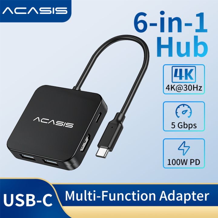ACASIS 6-in-1 Hub Docking Station with USB 3.0 Port PD100W Fast Charging HDMI 4K30HZ for MacBook ...
