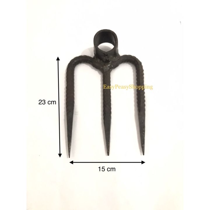 Heavy Duty Metal Garden Rake /Besi Cakar Tanah Tiga Cabang/ Alatan ...