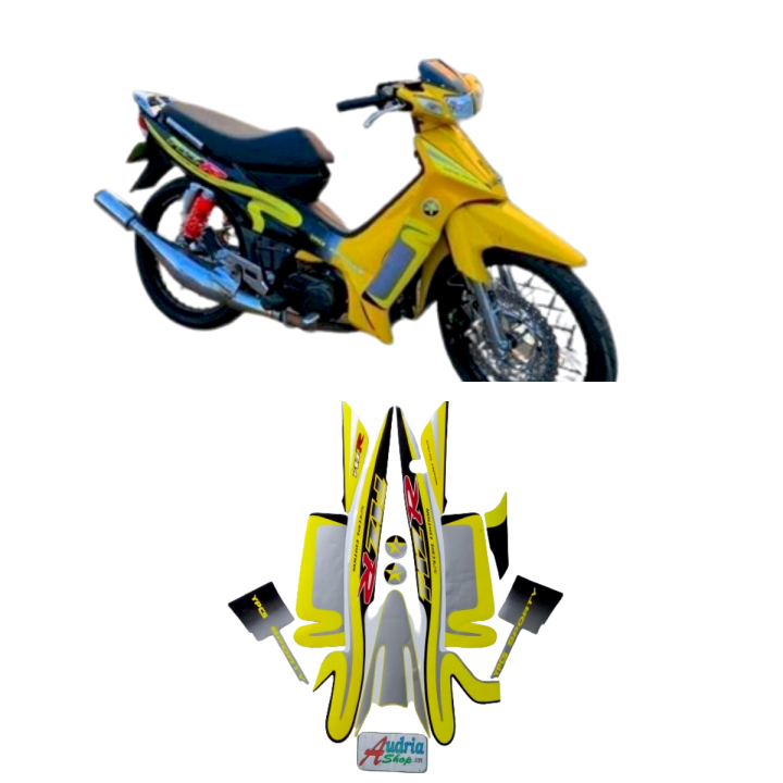 STRIPING STICKER MOTOR STIKER LIS BODY F1ZR FIZ R CALTEX EDITION KUNING ...