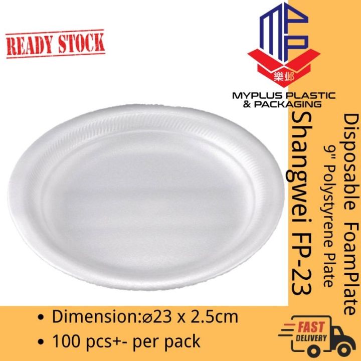 「Broken K」 ↂ♨ Polystyrene 9 Disposable Foam Plate [ 100pcs± ] Polistrin ...
