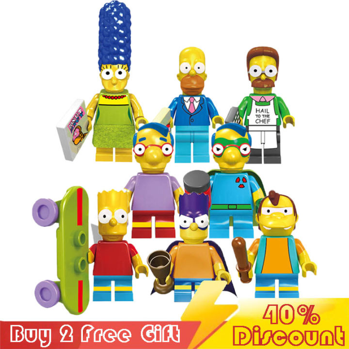 The Simpsons Building Blocks Toy Homer Marge Bart Nelson Milhouse ...
