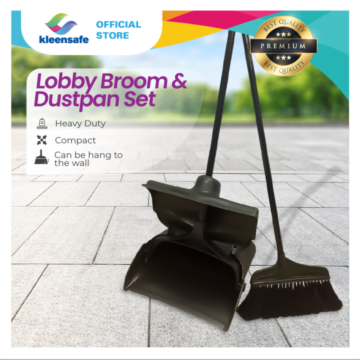 Kleensafe Heavy Duty Lobby Broom Set Multipurpose Plastic Broom and ...